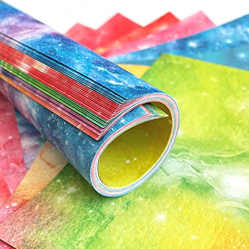 Origami 6x6 Paper Kit 50 Sheets 12 Vivid Colors Double Sided Printed Traditional Patterns Square for Arts Crafts Projects, Gradient Colors