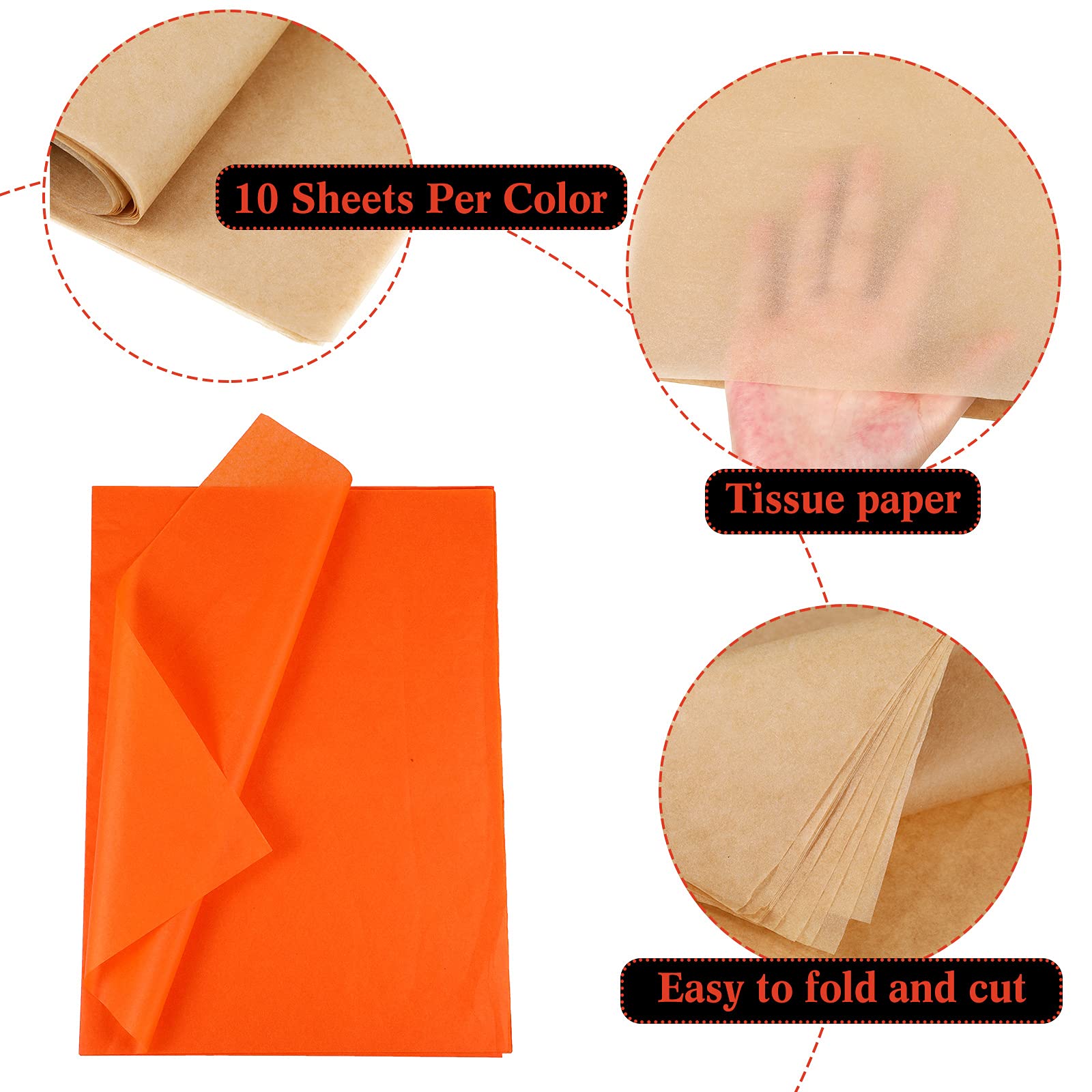 Zonon 100 Sheets Thanksgiving Fall Tissue Paper for Gift Orange Autumn Wrapping Paper Bulk Pumpkin Maple Leaves DIY Craft Art Harvest Birthday Wedding Present Box Decoration