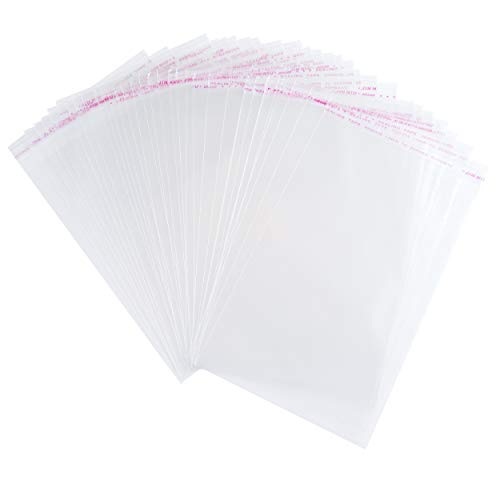 Volanic 100pcs 5X7 Inch Clear Plastic Packaging Bags Thick Self Sealing OPP Cello Resealable Bag for Bakery Cookies Decorative Wrappers Soap