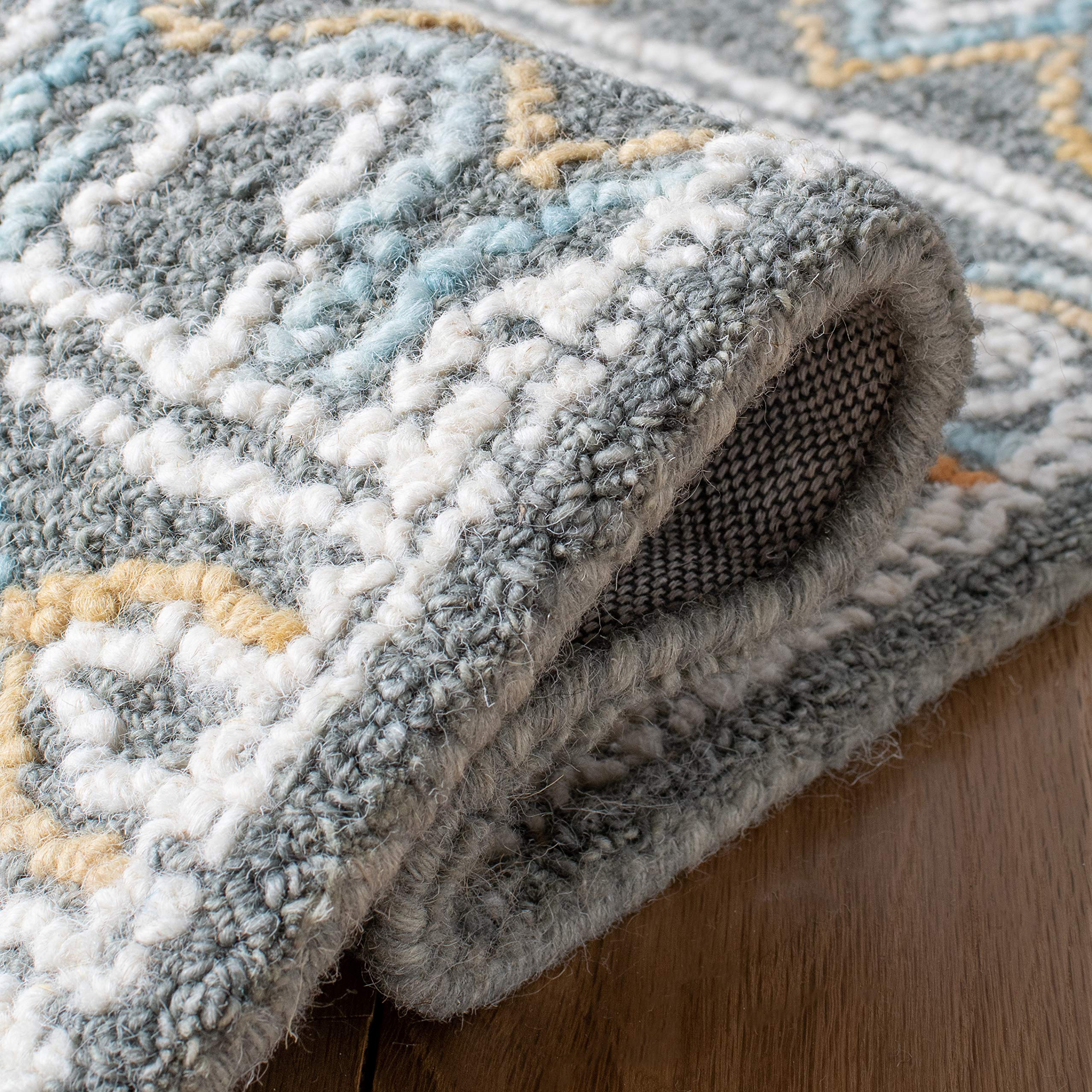 SAFAVIEH Blossom Collection 10' x 14' Grey/Ivory BLM609F Handmade Premium Wool Living Room Dining Bedroom Area Rug