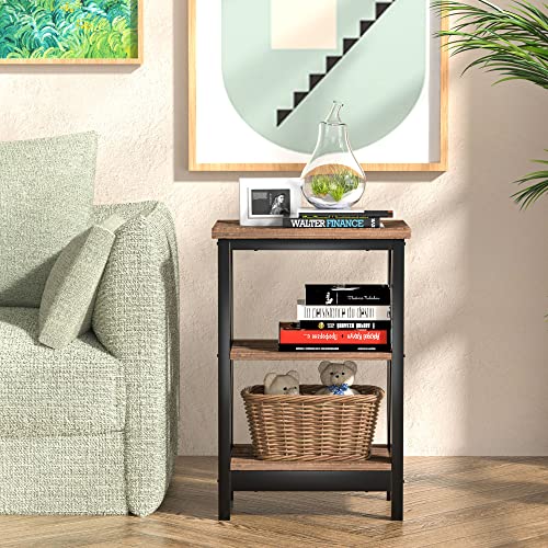 VECELO Modern X-Design Night Stand, Nightstands End Storage Versatile Shelf Side Table,Easy Assembly, Retro Brown