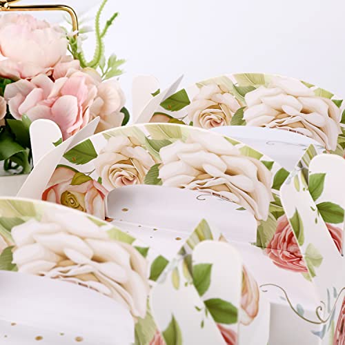SOSFKIM Gable Treat Boxes Large 24 Pack - Floral Party Favor Boxes Bulk Embossed Foil 6.3x 3.5x 3.5in - Goodie Gable Boxes for Baby Shower, Wedding, Birthday