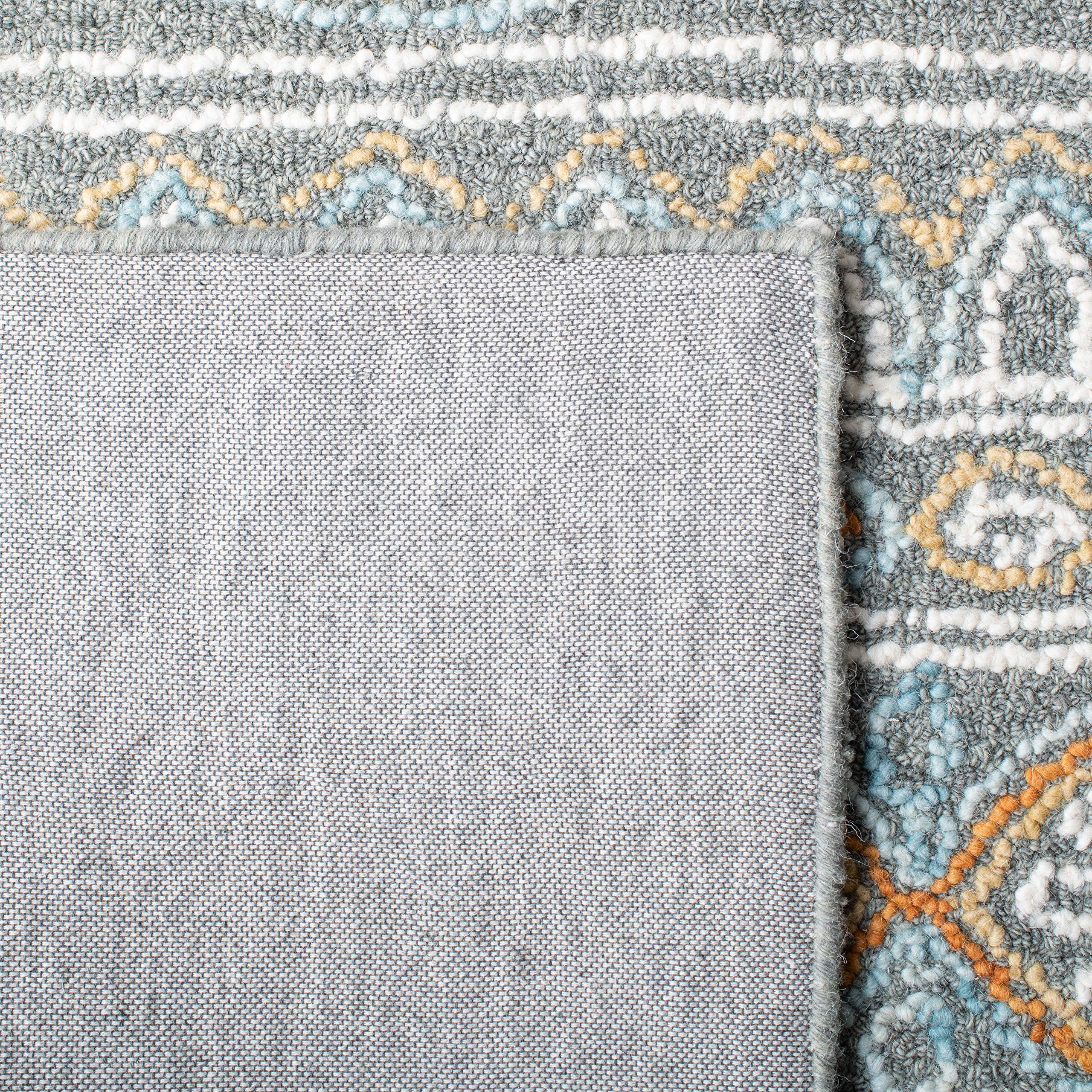 SAFAVIEH Blossom Collection 10' x 14' Grey/Ivory BLM609F Handmade Premium Wool Living Room Dining Bedroom Area Rug