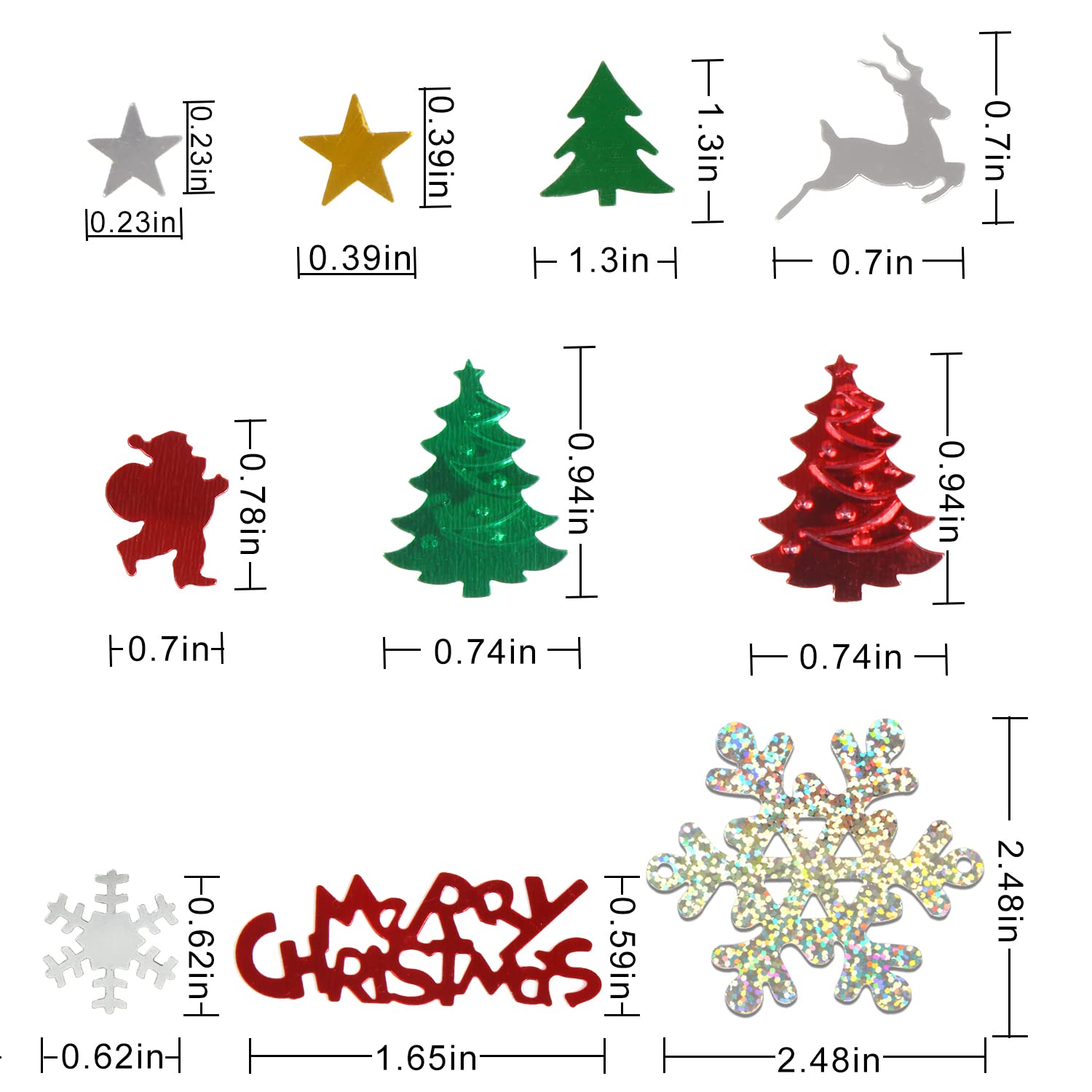 FOIMAS 7200pcs Christmas Confetti,Snowflake Santa Claus Metallic Foil Sequins Glitter Table Scatters for Party Decoration