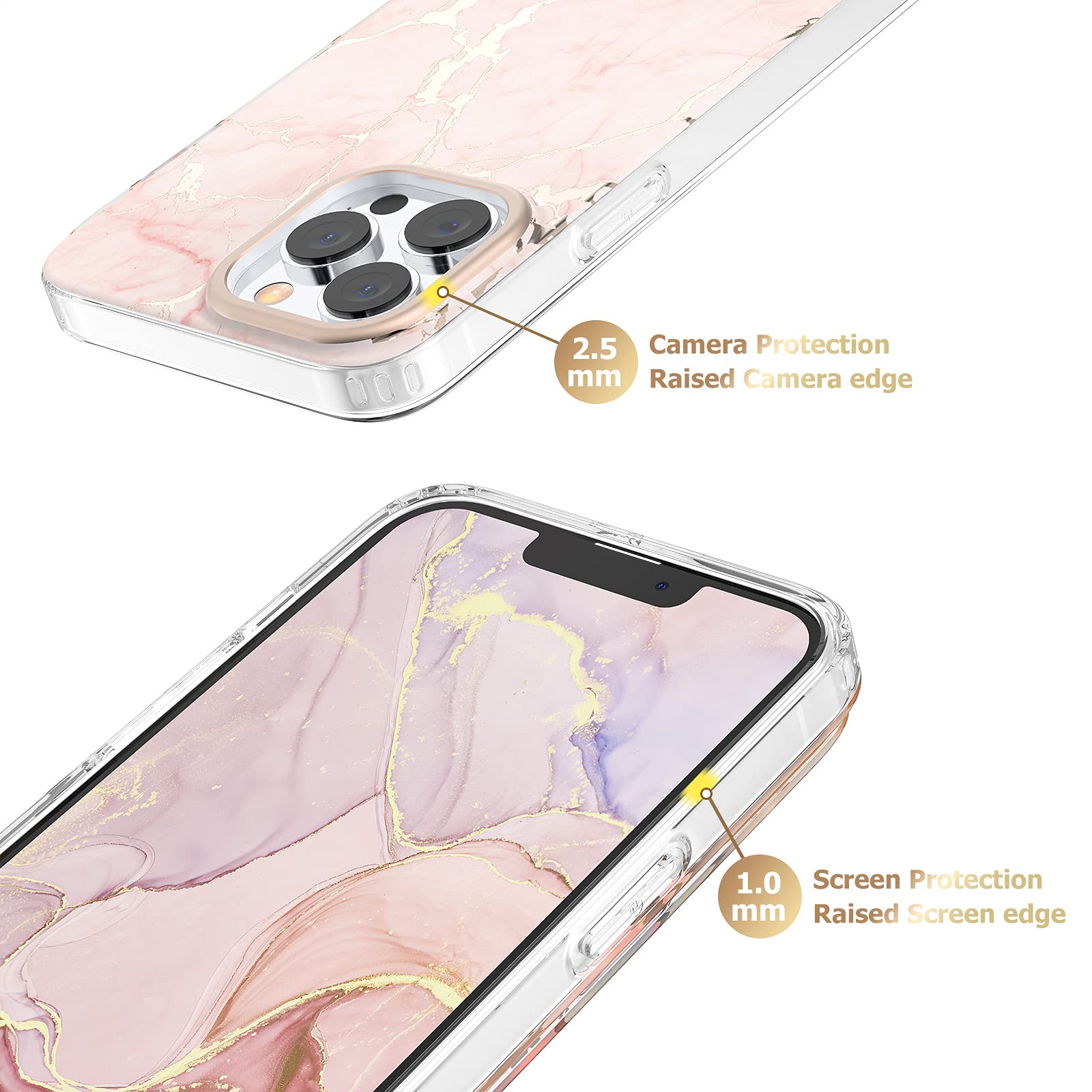 MATEPROX Compatible with iPhone 13 Pro Max case Marble Design Slim Thin Stylish Geometric Cover for iPhone 13 Pro Max 6.7" 2021(Frosted Pink)