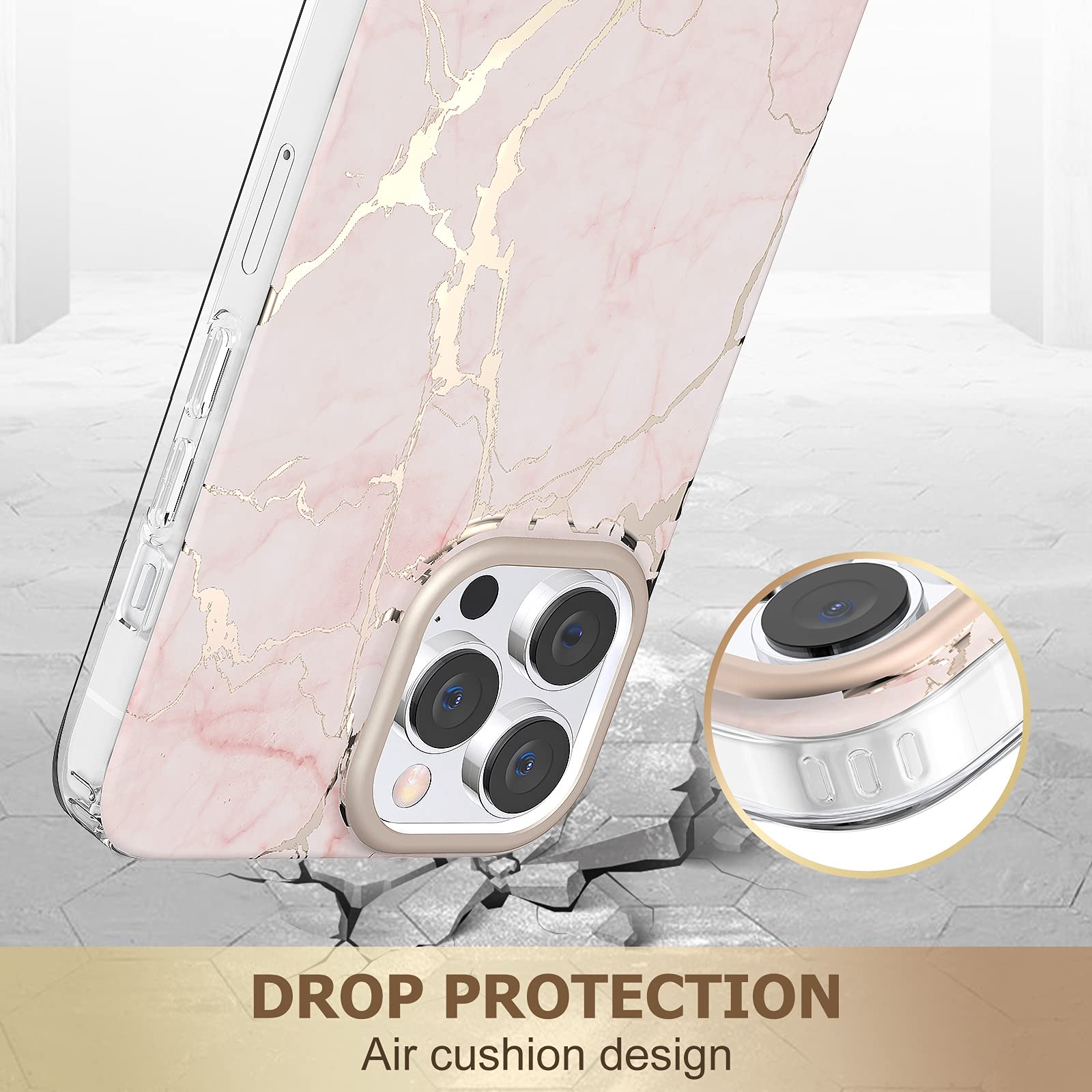 MATEPROX Compatible with iPhone 13 Pro Max case Marble Design Slim Thin Stylish Geometric Cover for iPhone 13 Pro Max 6.7" 2021(Frosted Pink)