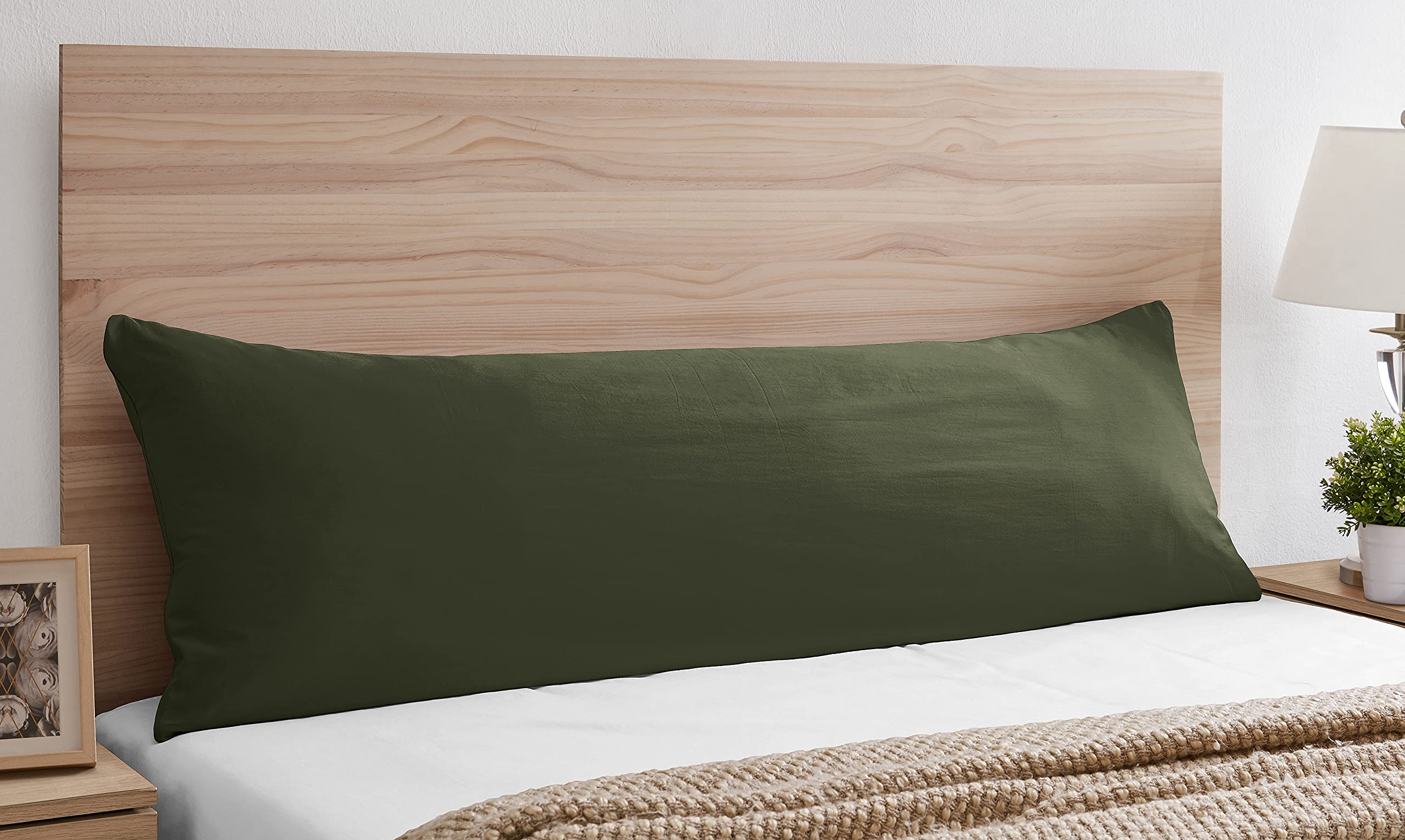Sweet Jojo Designs Dark Green Body Pillow Case Cover (Pillow Not Included) - Solid Color Hunter Forest Olive for Rustic Woodland Camo Deer Collection