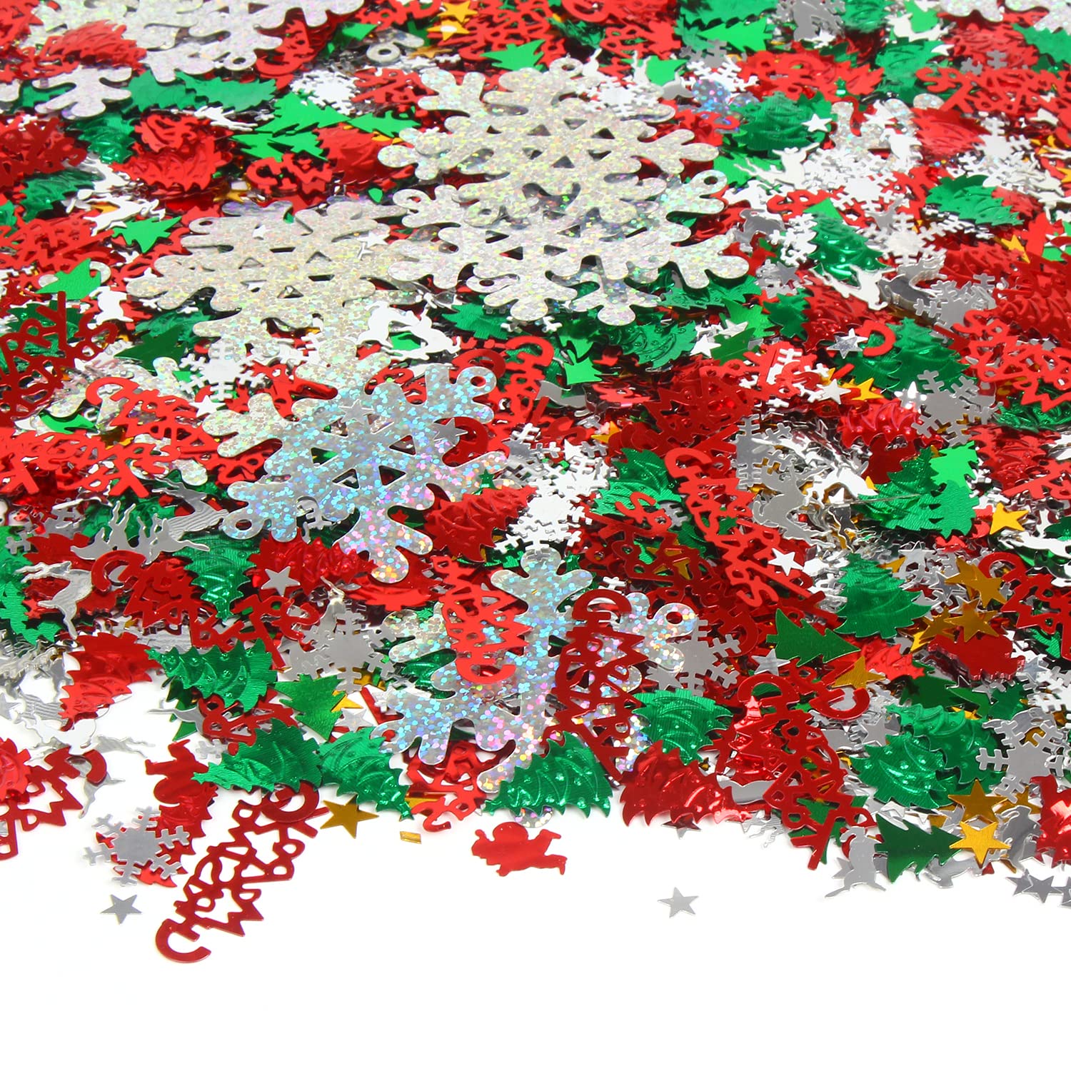 FOIMAS 7200pcs Christmas Confetti,Snowflake Santa Claus Metallic Foil Sequins Glitter Table Scatters for Party Decoration