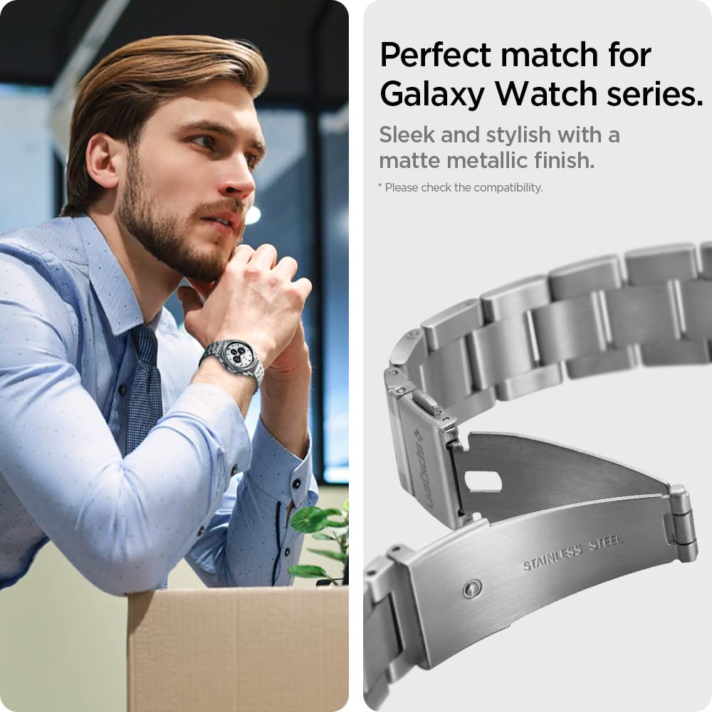 Spigen Modern Fit Designed For Samsung Galaxy Watch 7 44/40mm, FE 40mm, 6/5/4 44/40mm, Classic 6 47/43mm, 5 Pro 45mm, 4 Classic 46/42mm, 3 41mm, Active 1&2 Band - Silver
