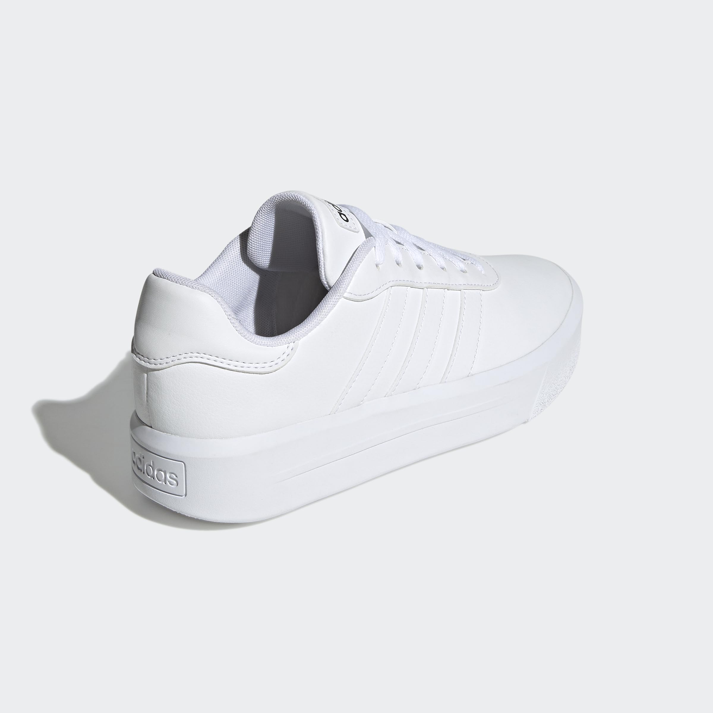 adidas Women's Court Platform Skate Shoe, White/White/Black, 8.5