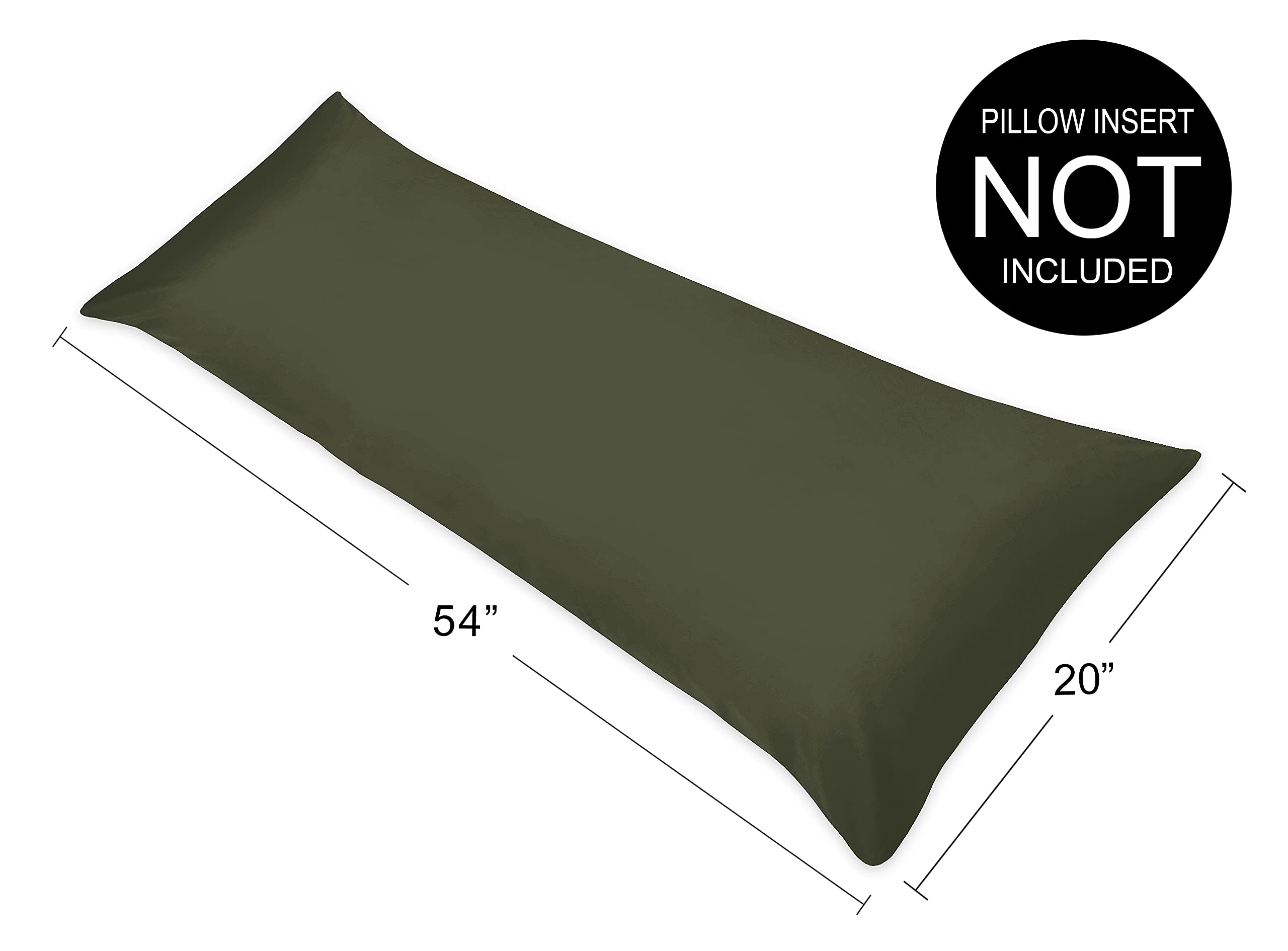 Sweet Jojo Designs Dark Green Body Pillow Case Cover (Pillow Not Included) - Solid Color Hunter Forest Olive for Rustic Woodland Camo Deer Collection