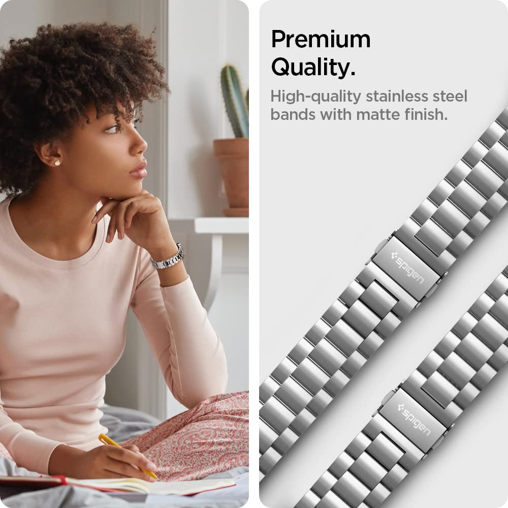 Spigen Modern Fit Designed For Samsung Galaxy Watch 7 44/40mm, FE 40mm, 6/5/4 44/40mm, Classic 6 47/43mm, 5 Pro 45mm, 4 Classic 46/42mm, 3 41mm, Active 1&2 Band - Silver