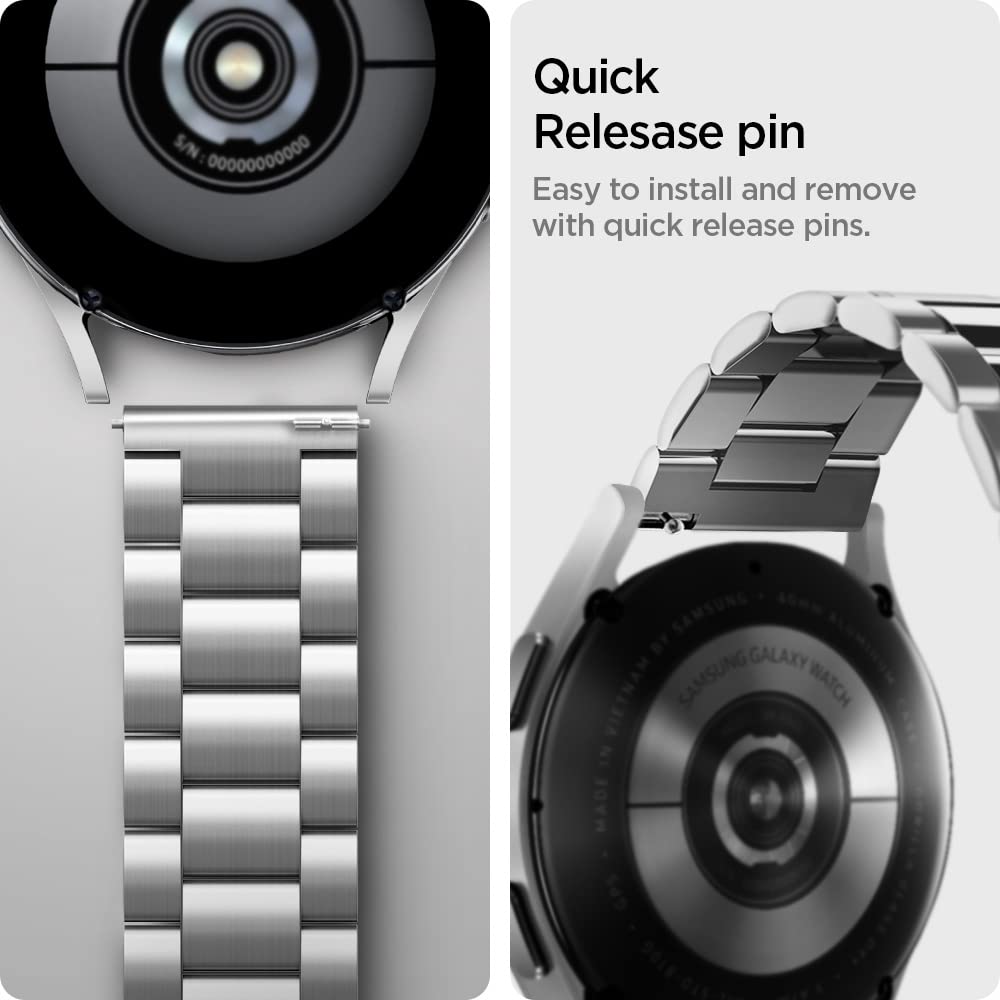 Spigen Modern Fit Designed For Samsung Galaxy Watch 7 44/40mm, FE 40mm, 6/5/4 44/40mm, Classic 6 47/43mm, 5 Pro 45mm, 4 Classic 46/42mm, 3 41mm, Active 1&2 Band - Silver