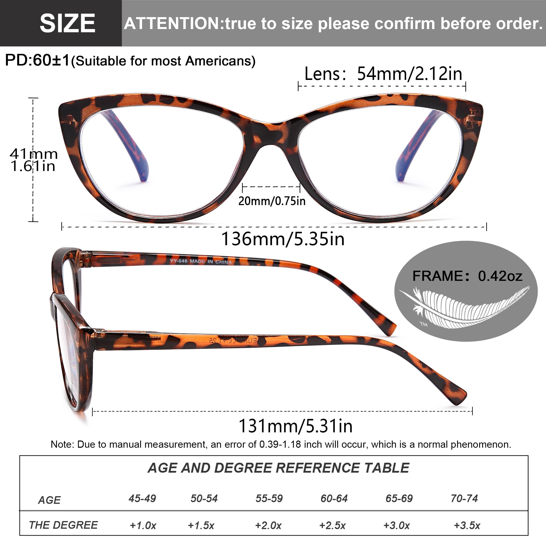 EYEURL 4 Pack Cat Eye Reading Glasses for Women, Blue Light Blocking Readers Lightweight Spring Hinge Anti Eyestrain UV Fashion Eyeglasses +2.50
