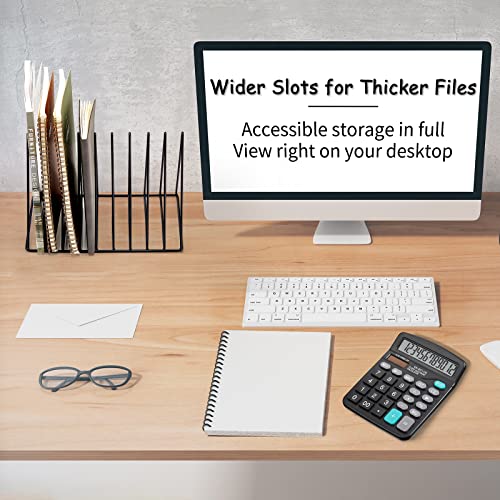 6 Pieces Triangle File Holder Metal Vinyl Record Stand Holder Record Dividers Vertical Vinyl Stand Holder Record Album Holder Magazine Shelf Bookshelf Photography Props for Home Office Decor (Black)
