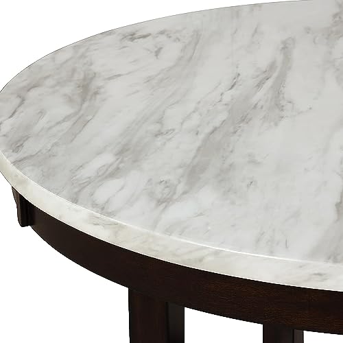 New Classic Furniture Celeste 5-Piece Faux Marble Round Counter Set with 1 Table and 4 Chairs, 42-Inch, Black