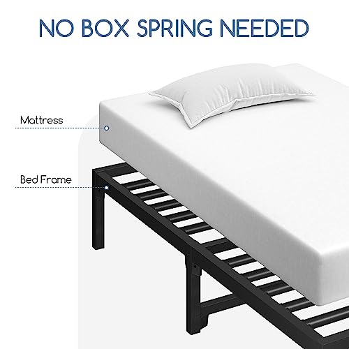Yaheetech 13 Inch Twin Metal Platform Bed Frame Mattress Foundation with Ultra-Durable Steel Slat Support/Easy Assembly/No Box Spring Needed/Black