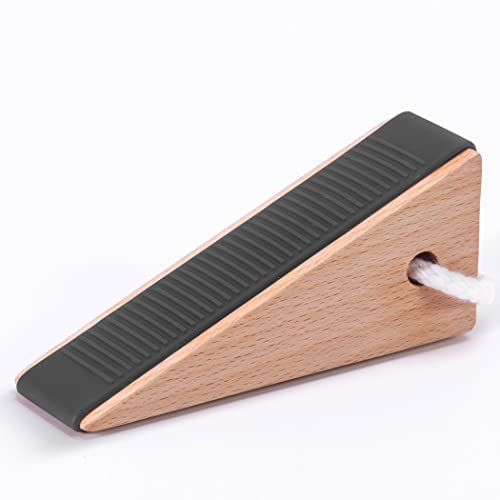 WEYON Wooden Door Stopper Wedge for Bottom of Door, Fitting for Door Gap Under 2 inches, 1 Pack Black.