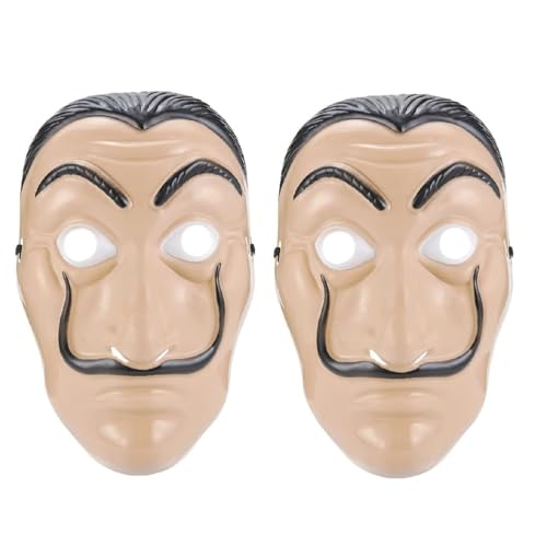 WLPARTY Money robbery mask salvador Dali MaskCosplay halloween mask Realistic Movie Prop Face Mask(2 Pack)