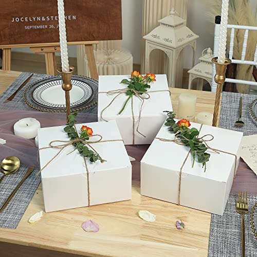 Moretoes White Gift Boxes 20pcs 8x8x4 Inches Paper Gift Box with Lids for Wedding Present Bridesmaid Proposal Gift Graduation Holiday Birthday Party Favor Engagements and Christmas Day