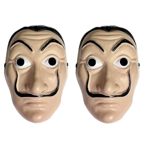 WLPARTY Money robbery mask salvador Dali MaskCosplay halloween mask Realistic Movie Prop Face Mask(2 Pack)