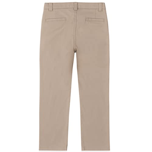 IZOD Boys' School Uniform Twill Khaki Pants, Flat Front & Comfortable Waistband, 16 Husky