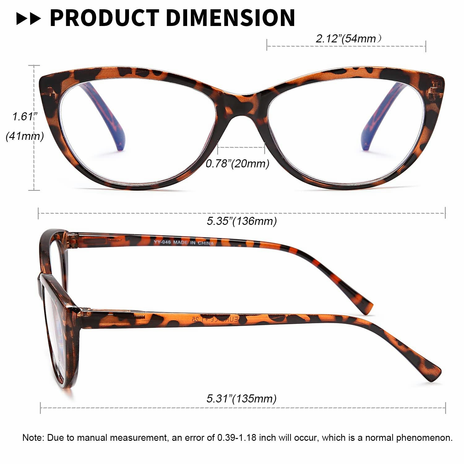 EYEURL 4 Pack Cat Eye Reading Glasses for Women, Blue Light Blocking Readers Lightweight Spring Hinge Anti Eyestrain UV Fashion Eyeglasses +2.50
