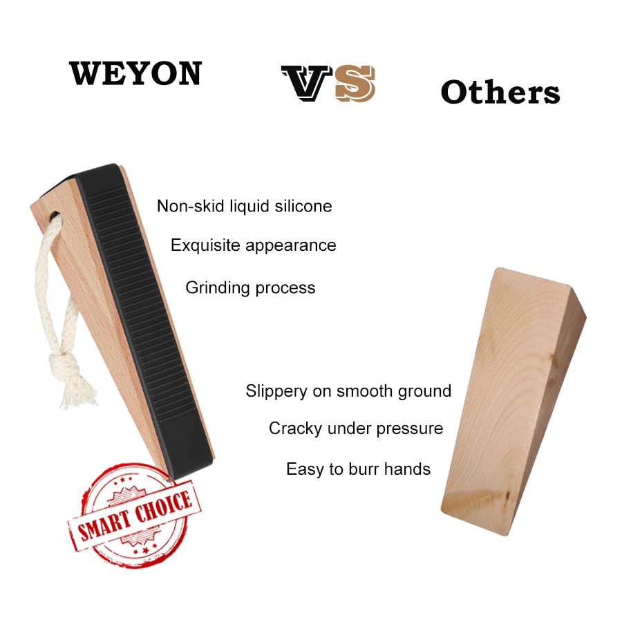 WEYON Wooden Door Stopper Wedge for Bottom of Door, Fitting for Door Gap Under 2 inches, 1 Pack Black.