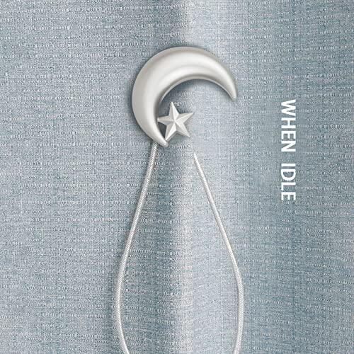 canjuxk 2 Pack Curtain Tiebacks,Magnetic Curtain Tiebacks,Star Moon Curtain Decorative Weave Rope Curtain Holdbacks Holder for Window Decor, Curtain Clips Rope Straps Magnet for Home Office (Silver)