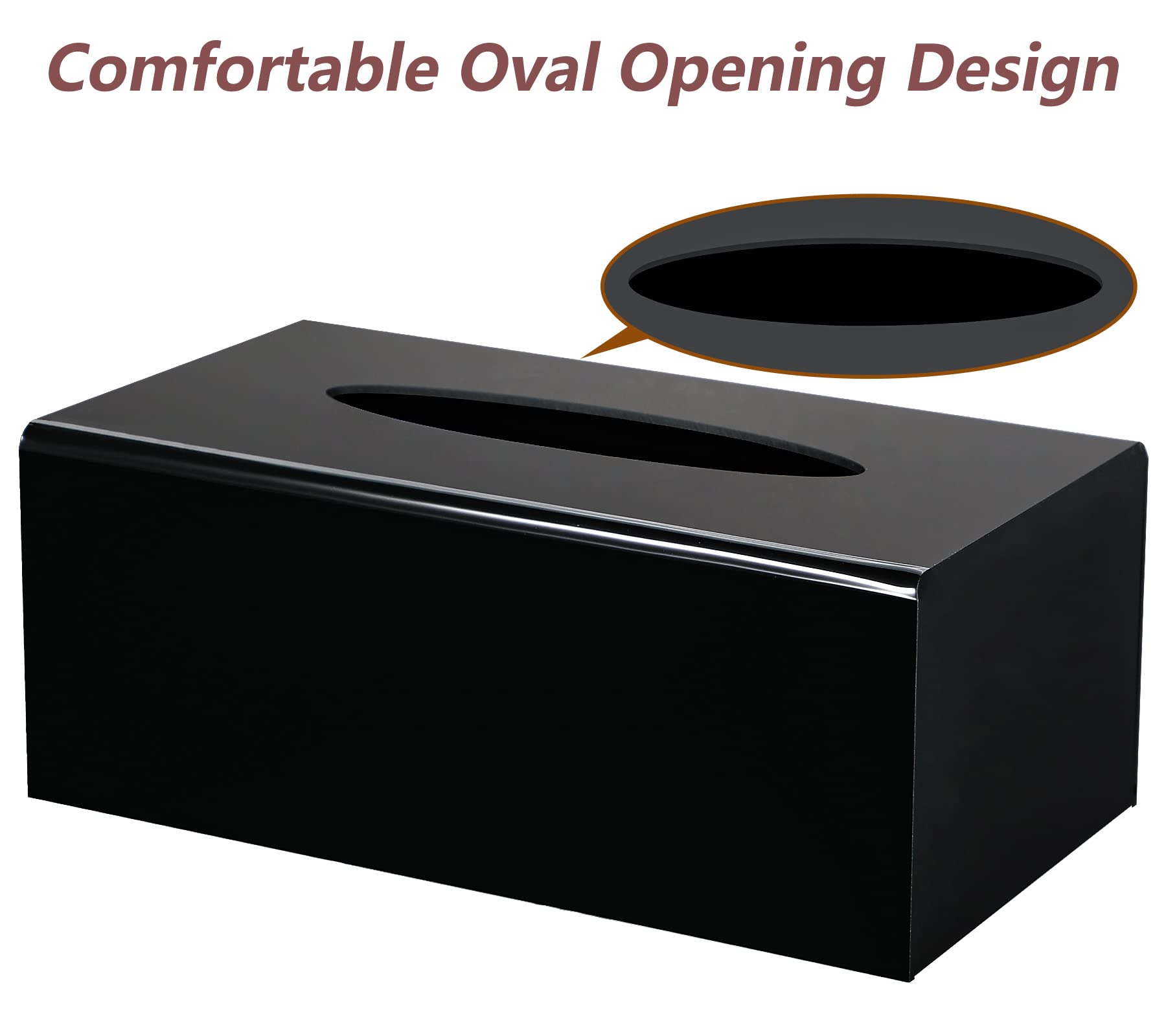 Kamehame Tissue Box Cover Rectangle Acrylic Tissue Holder 10.2x5.5x3.9 Inch Black Dryer Sheet Holder Container Tissue Dispenser for Home Bathroom Kitchen and Office