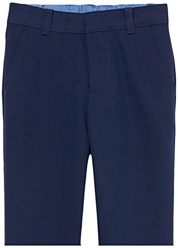 IZOD Boys' Bi-Stretch Flat Front Dress Pant, Bank Blue, 12