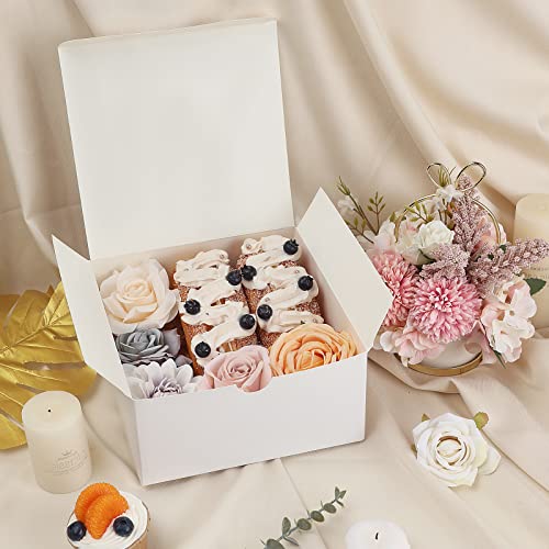 Moretoes White Gift Boxes 20pcs 8x8x4 Inches Paper Gift Box with Lids for Wedding Present Bridesmaid Proposal Gift Graduation Holiday Birthday Party Favor Engagements and Christmas Day