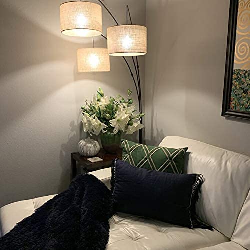 Over Couch Arc Lamps, Multi Head Tree Floor Lamp for Living Room, 3 Lights Standing Lamps Floor with Mable Heavy Base (Black)