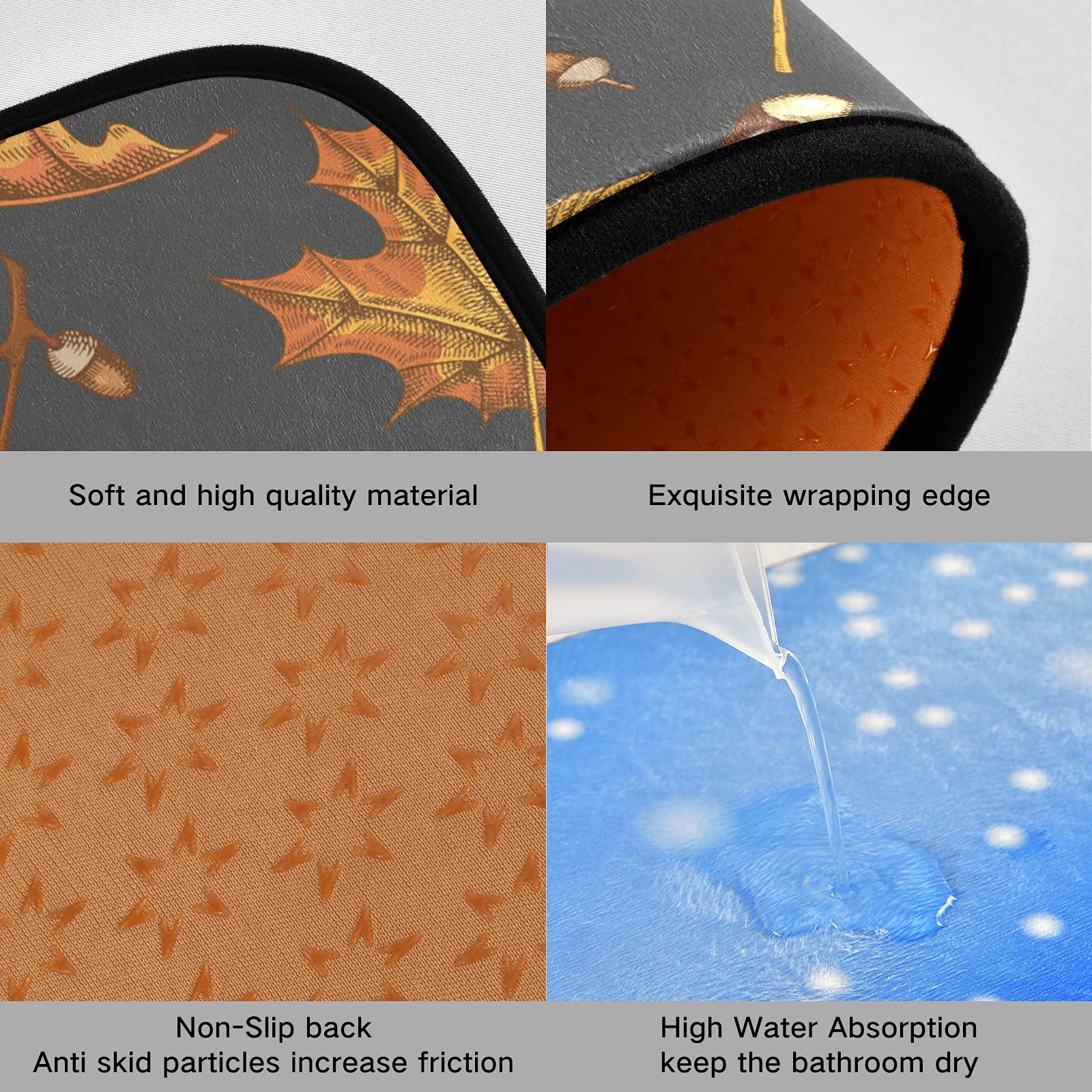 Emelivor Autumn Fall Kitchen Mat Set of 2 Anti-Fatigue Kitchen Rug Set Non Slip Cushioned Heavy Duty Memory Foam Kitchen Rugs and Mats Comfort Mat for Farmhouse Doormat Laundry