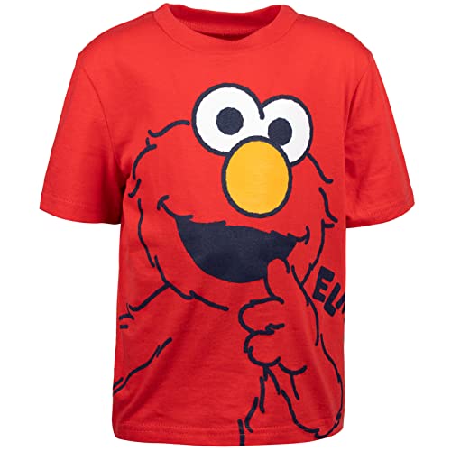 Sesame Street Elmo Toddler Boys T-Shirt and French Terry Shorts Outfit Set Blue/Red 2T