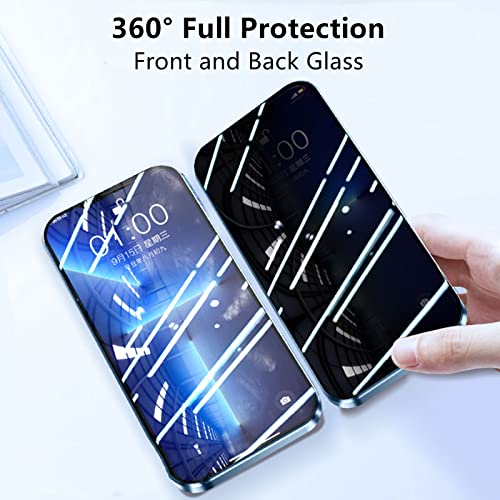Jonwelsy Anti Peeping Case for iPhone 13 Pro Max, 360 Degree Protection Cover, Privacy Tempered Glass Anti-Spy Case Cover, Magnetic Adsorption Bumper Metal Frame Case for 13 Pro Max (Gold)
