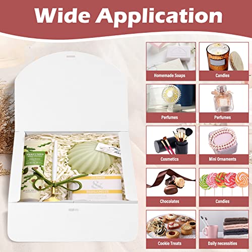 BoShahai 10 PCS Gift Boxes with Lids, 10.6x7.8x3.1 Inch Kraft Paper Gift Box, White Gift Boxes with Ribbon, Bridesmaid Proposal Box for Wedding, Packaging, Present, Birthday, Cupcake Boxes