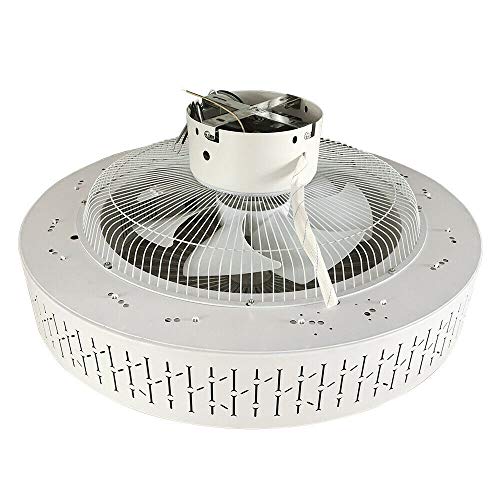 22'' Modern LED Invisible Ceiling Fan with light 3-Color 3-Speed 64W 7 Acrylic Blades Round Enclosed Chandelier Fan with Remote Control Semi Flush Mount Quiet for Bedroom Living Room (Bamboo leaf)