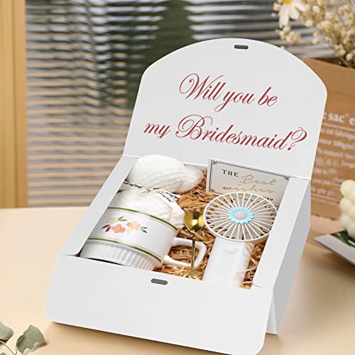 BoShahai 10 PCS Gift Boxes with Lids, 10.6x7.8x3.1 Inch Kraft Paper Gift Box, White Gift Boxes with Ribbon, Bridesmaid Proposal Box for Wedding, Packaging, Present, Birthday, Cupcake Boxes