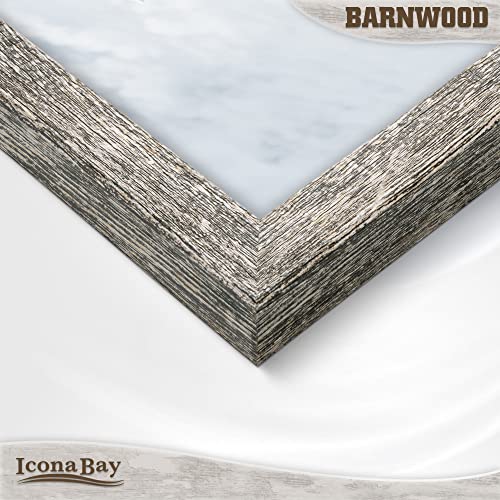 Icona Bay 16x20 Brown Oak Picture Frame, Country Rustic Style 16 x 20 Poster Frame, Wall Mount Only, Barnwood Collection