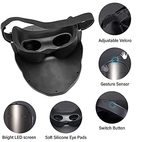 Halloween Mask LED Face Transforming Mask with Bluetooth Programmable for Halloween Masquerade Costumes Cosplay Party Light Up Mask for Adult Men Women, APP or Gesture Control, Rechargeable
