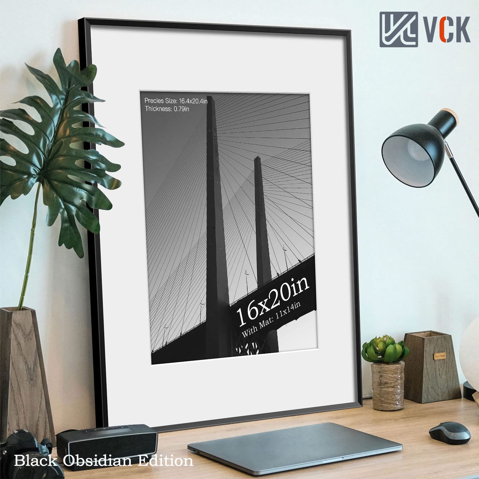 VCK Black 16x20 Picture Frame Metal for Wall, 3 Pack Aluminum Poster Frame with Real Glass, with Mat for 11x14 Photo or 16x20 without Mat, Great for Wall Arts, Prints