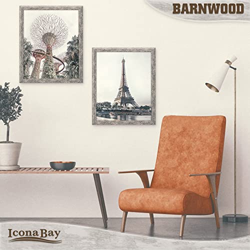 Icona Bay 16x20 Brown Oak Picture Frame, Country Rustic Style 16 x 20 Poster Frame, Wall Mount Only, Barnwood Collection
