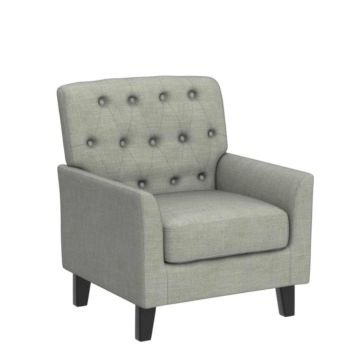 Rosevera Shevonne 30”Accent Fabric Upholstered Arm Tufted Comfy for Reading in Bedroom,Living Room, Sofa Chair,Armchair for Small Space,Wood Legs, Standard, Dove Grey