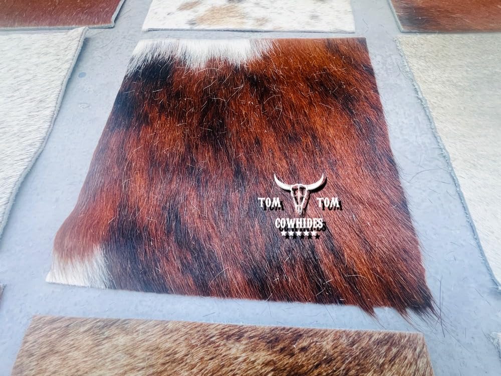 Tomtom Cowhides Nice Variety 15 Pieces Hair on Cow Hide Scrap Leather Hide Remnant (15) Pieces of Approx. 8" x 8"