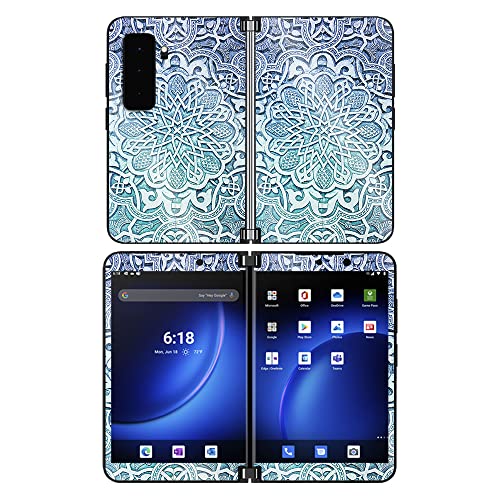 MightySkins Glossy Glitter Skin Compatible with Microsoft Surface Duo 2 - Carved Blue | Protective, Durable High-Gloss Glitter Finish | Easy to Apply and Change Styles | Made in The USA