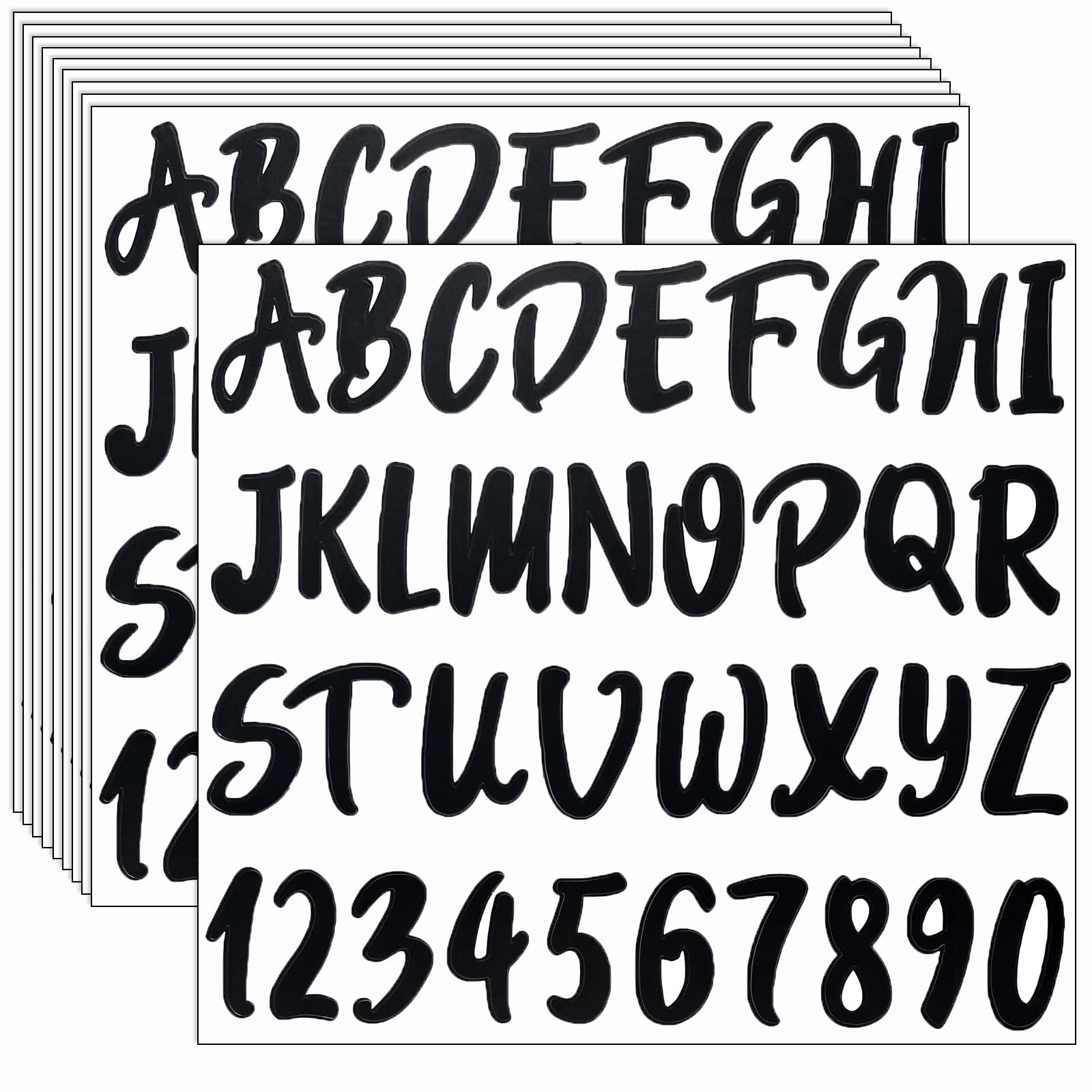 360 Pieces 10 Sheets Self Adhesive Vinyl Letter Number Stickers,Alphabet Number Stickers for Mailbox, Signs, Window, Door, Cars, Trucks, Home, Business, Address Number(Black,2inch)