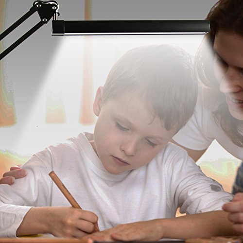 YOUKOYI A16S Metal Adjustable Swing Arm Desk Lamp with Clamp, Touch Control Table Lamp with Stepless Dimming, 3 Color Modes, Memory Function Eye-Caring Desk Light for Home/Office/Work/Study/Reading