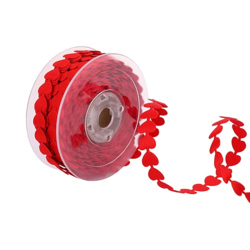 Valentines Wired Ribbon 5/8 in Embossed Heart Valentine Day Ribbon Red Heart Ribbon for Valentine's Day Anniversary Wedding Wrapping Crafts DIY Crafts Party Decor