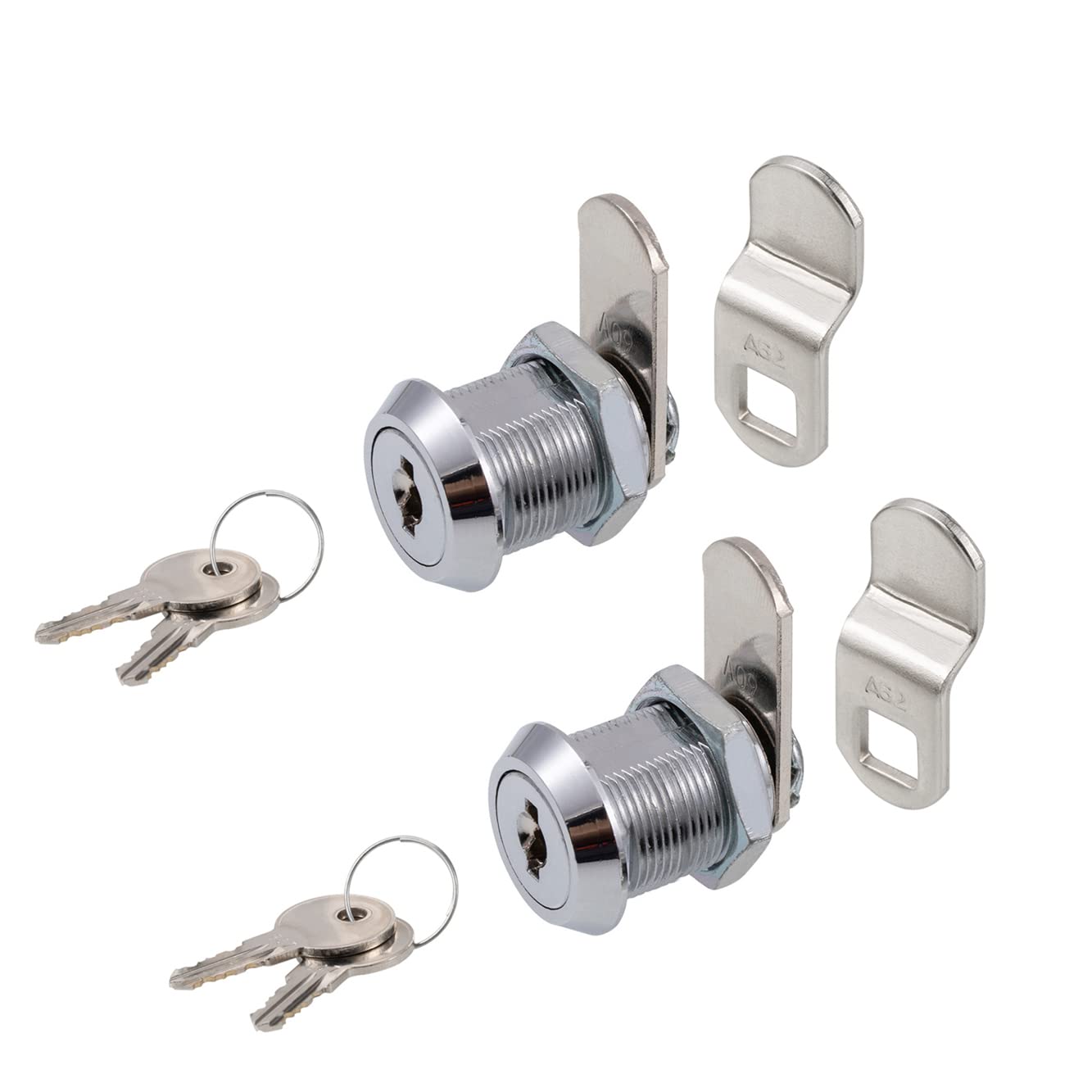 WOOCH Cabinet Cam Lock, 5/8 Inch Keyed Alike Cam Locks Secure File Drawer Door Mailbox Tool Box Dresser RV Cylinder Replacement Lock Hardware, Fits on 1/2" Max Panel Thickness (2 Pack) Chrome Finish